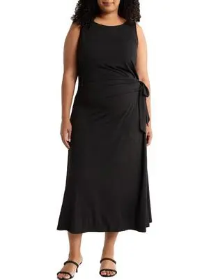 SUGARLIPS Amary Tie Waist Knit Midi Dress - Black