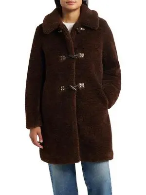 Sam Edelman Faux Fur Toggle Coat - Chocolate