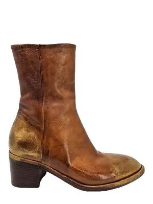 MADISON MAISON Handmade Metallic Ankle Boot - Cognac