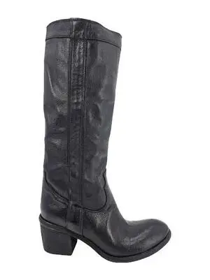 MADISON MAISON Washed Leather Knee-high Pull-on Boots - Black
