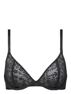 CUUP The Plunge Botanical Lace Bra - Black