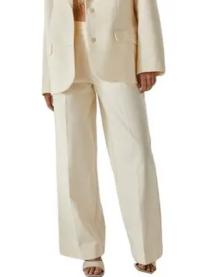 Nasty Gal Twill Buckle Tailored Trousers - Cream