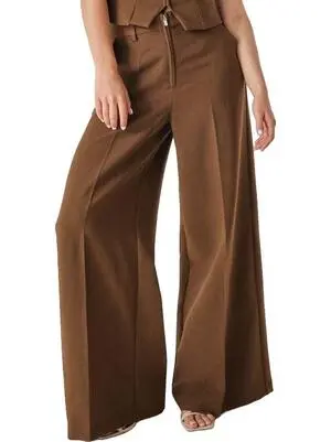 NASTY GAL Tailored Zip Front Wide Leg Trousers