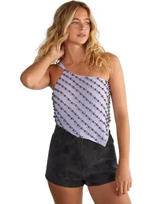 Nasty Gal Studded Asymmetric One Shoulder Top - Lilac