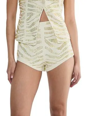 Nasty Gal Zebra Hotfix Tailored Hotpants - Cream