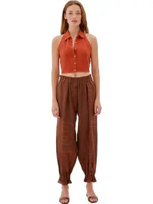 LABECA LONDON Labecca London Leah Linen Crop Top - Orange