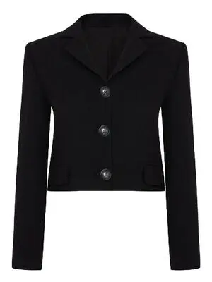 LABECA LONDON Tara Wool Crop Jacket - Black