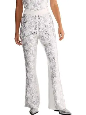Nasty Gal Star Diamante Flared Trousers - Ivory