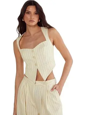 Nasty Gal Pinstripe Tailored Top - Butter