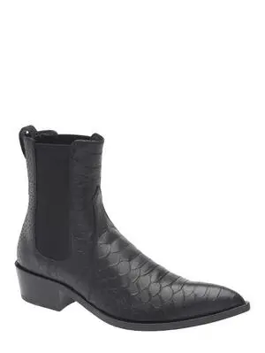 TOM FORD Snakeskin Embossed Pointed Toe Chelsea Boots - 1n001 Black