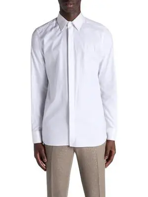 TOM FORD Classic Fit Cotton & Silk Serge Button-up Shirt - Waa Optical White