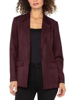 LIVERPOOL Faux Suede Blazer - Dark Oxblood