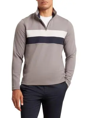 Ted Baker London Chest Stripe Quarter Zip Pullover - Dark Grey