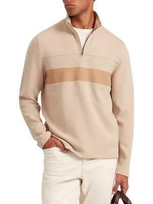 Ted Baker London Chest Stripe Quarter Zip Pullover - Taupe