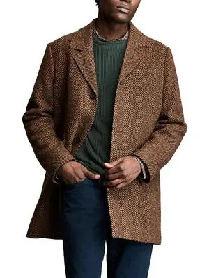 Billy Reid Astor Wool Herringbone Overcoat - Dark Brown Herringbone