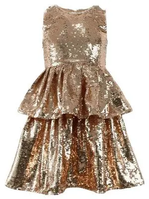 LOLA + THE BOYS Sequin Tiered Dress - Goid
