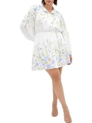 City Chic Lilliana Floral Shirtdress - Meadow Ivory
