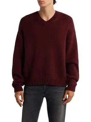 FRAME Oversized Wool & Cashmere Crewneck Sweater - Burgundy