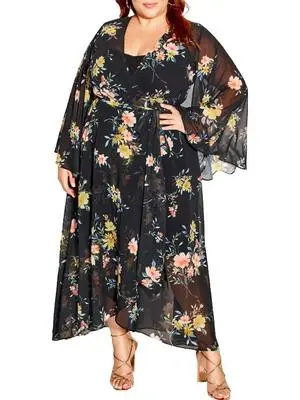 City Chic Fleetwood Wrap Maxi Dress - Print