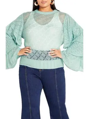 City Chic Carolina Pointelle Sweater - Mint