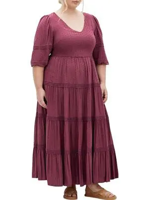City Chic Brooklynn Tiered Maxi Dress - Purple