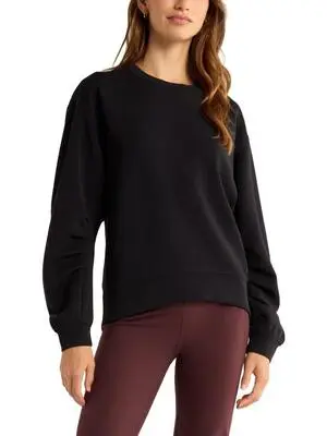 Zella Cozy Scuba Knit Crewneck Sweatshirt - Black