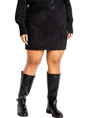 City Chic Ivanna Sweater Skirt Black