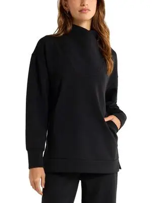 Zella Cozy Scuba Knit Mock Neck Tunic Black
