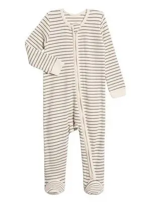 KENDI Kit Ribbed Zipper Sleeper Olive Stripe