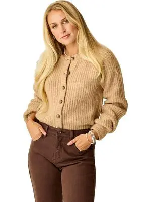 Carve Designs Wool Blend Chunky Knit Cardigan - Camel