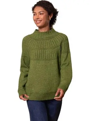CELTIC & CO. Textured Yoke Wool-cotton Blend Sweater - Moss