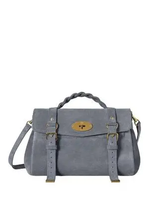 Mulberry Alexa Suede Satchel Foggy Grey