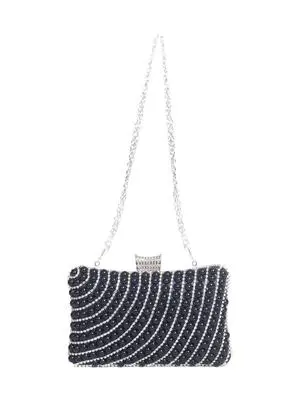 LAUREN LORRAINE Embellished Clutch With Chain Strap - Black