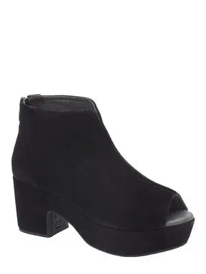 CHOCOLAT BLU Open Toe Suede Platform Bootie - Black Suede