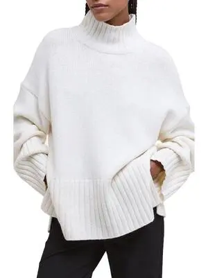 BARBOUR Serena Oversized Cotton & Wool Blend Mock Neck Sweater