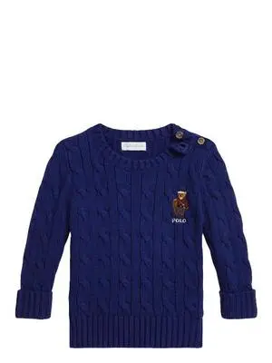 Ralph Lauren Polo Bear Cable Knit Cotton Sweater - Blue