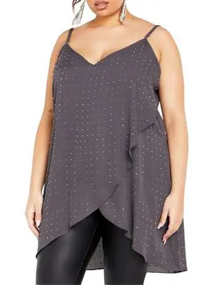 City Chic Studded High-Low Camisole Grey