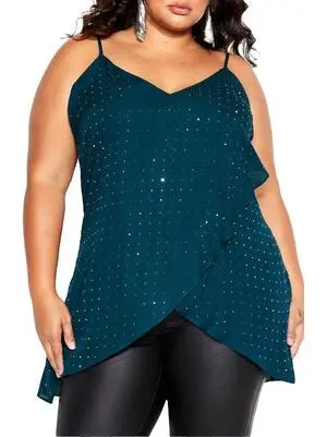 City Chic Studded High-Low Camisole Teal