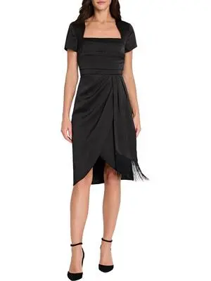TAHARI ASL Pleated Bodice Cocktail Dress - Black