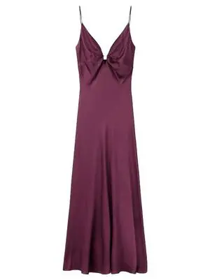 Mango Sleeveless Satin Maxi Dress - Wine