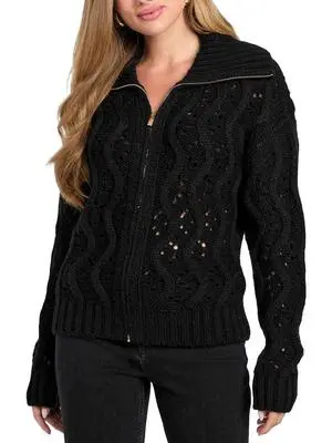 MARCIANO Adenora Metallic Cable Cardigan