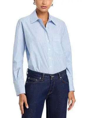 Derek Lam 10 Crosby Orianne Stripe Collared Shirt - Blue Multi