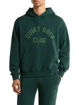 QUIET GOLF Stencil Logo Cashmere Hoodie - Forest