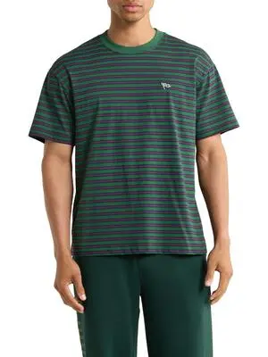 QUIET GOLF Squints Stripe Cotton T-shirt - Forest