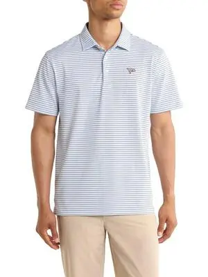 QUIET GOLF Sunny Active Stripe Polo - Pacific Blue