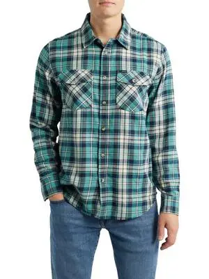 DARK SEAS Tanglewood Plaid Flannel Button-up Shirt - White/blue