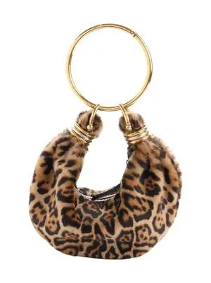 Chloé Mini Leopard Print Genuine Shearling Hobo Bag - Jungle Brown