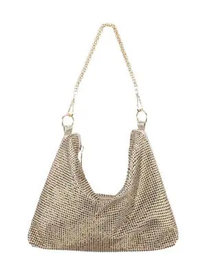 Nina Soho Rhinestone Shoulder Bag Gold Metallic