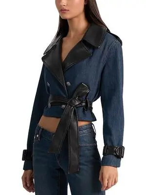 ALICE + OLIVIA Cropped Denim Trench Jacket