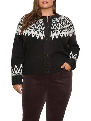 Sanctuary Fair Isle Crewneck Cardigan - Ink Multi